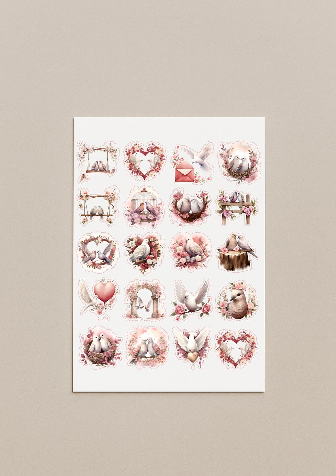 Dove Stickers, Wedding Sticker Sheet, Valentines Day, Vday, Planner ...