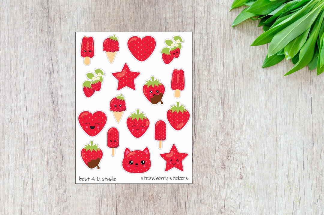 Strawberry Stickers Berry Stickers Fruit Decor Stickers - Etsy