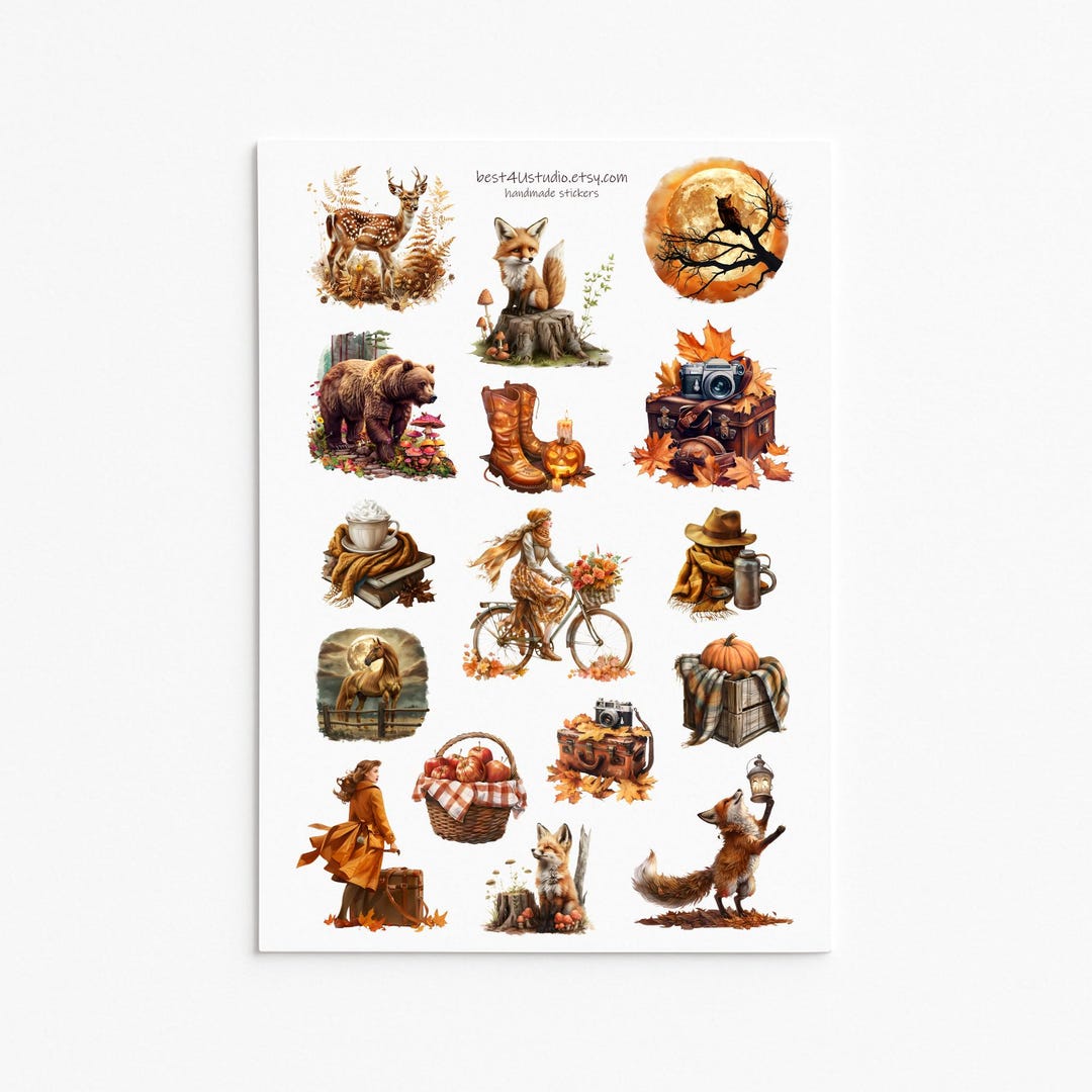 Fall Stickers: Woodland Animals, Pumpkin, Rustic Decor - Etsy