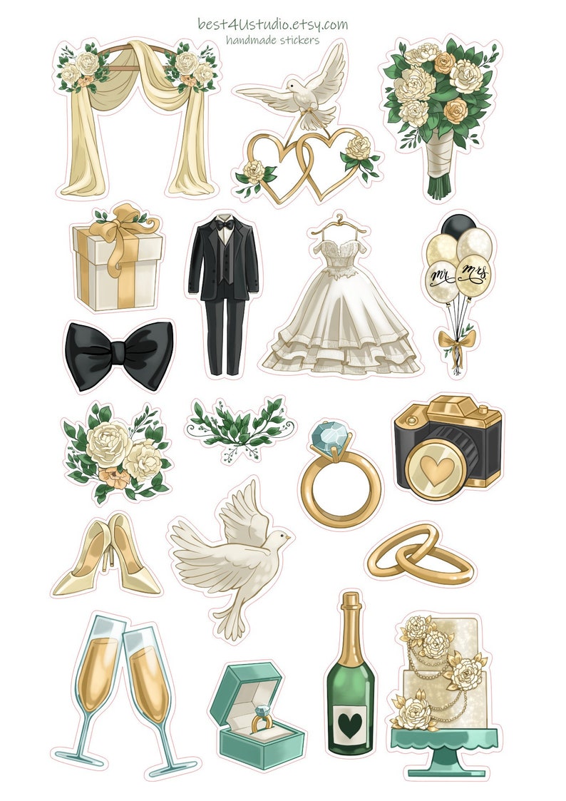 Wedding Sticker Sheet Engagement Stickers Bride Groom - Etsy