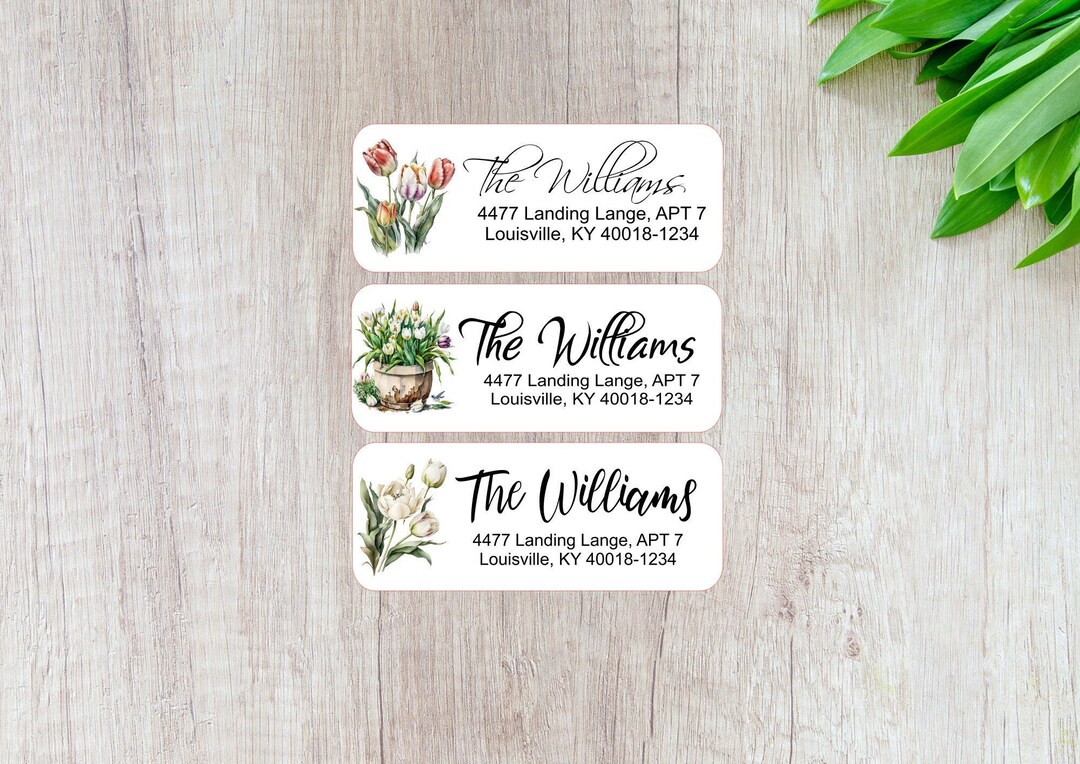 Tulips Return Address Labels, Tulips Sticker, Floral Labels, Address ...