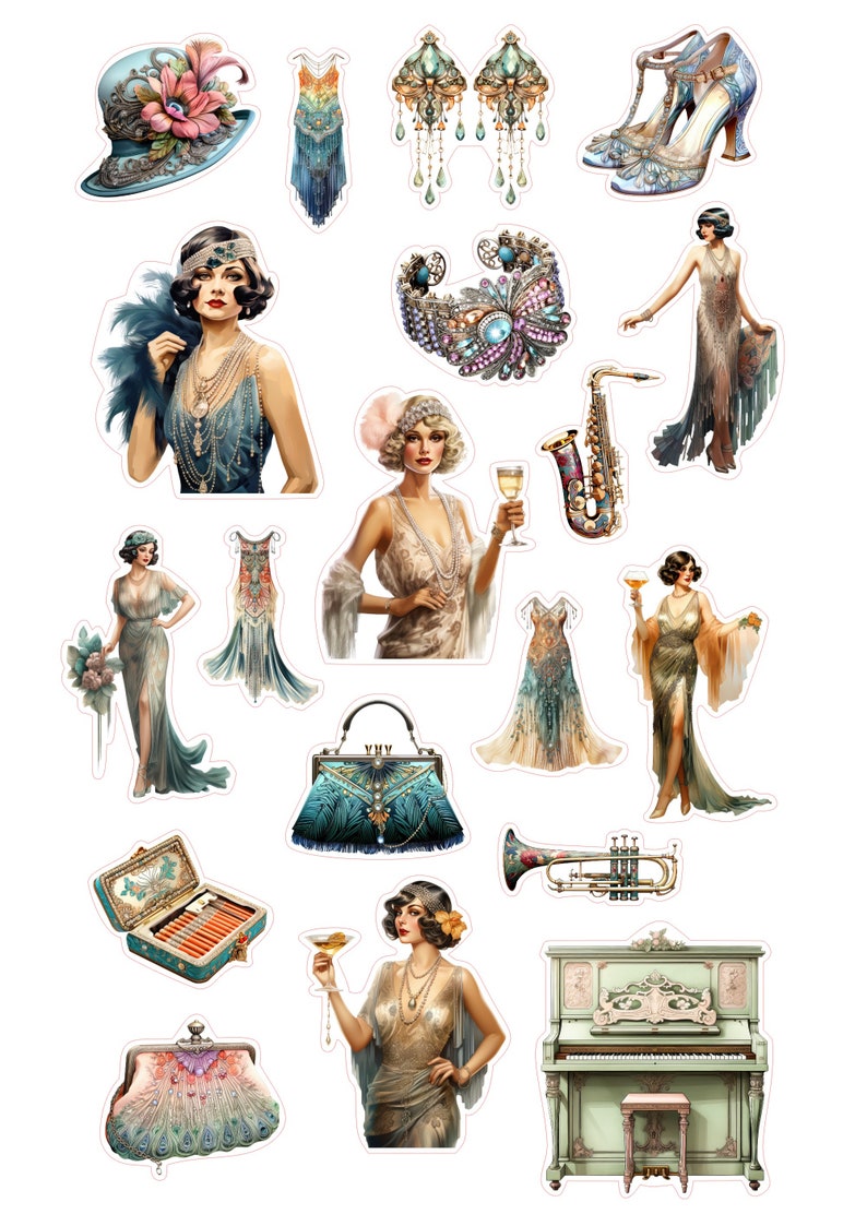1920s Flapper Girl Stickers: Gatsby Party Planner Stickers - Etsy