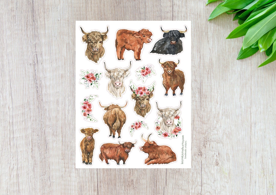Highland Cows Stickers Farm Animals Farmhouse Decor - Etsy