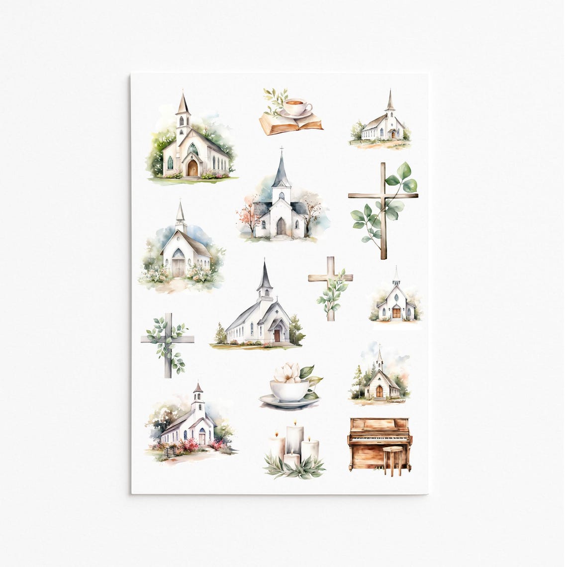 Church Stickers: Watercolor Religious Decals, Christian Art - Etsy