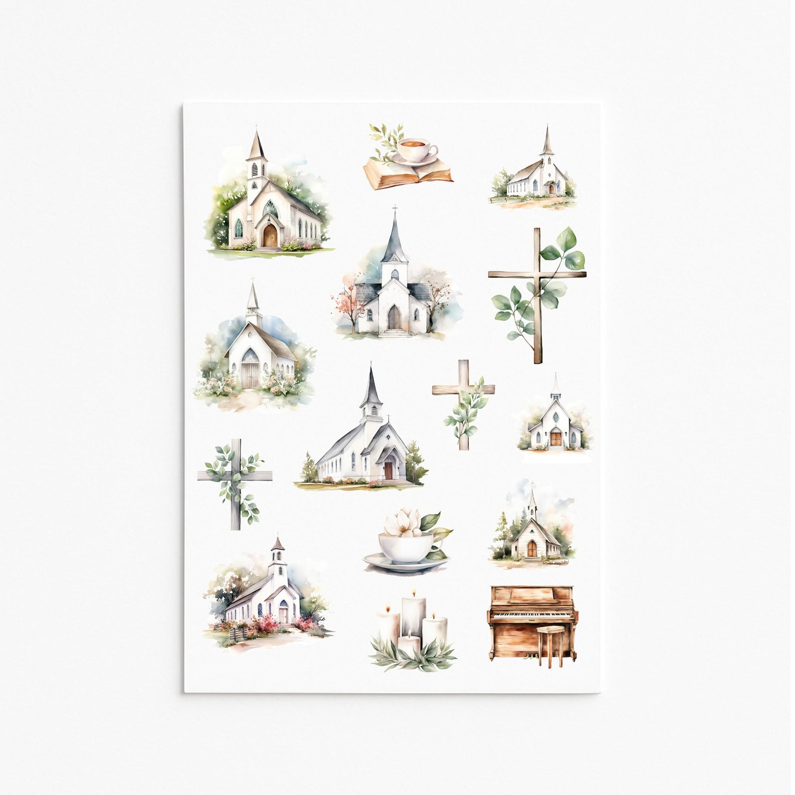 Church Stickers: Watercolor Religious Decals, Christian Art - Etsy