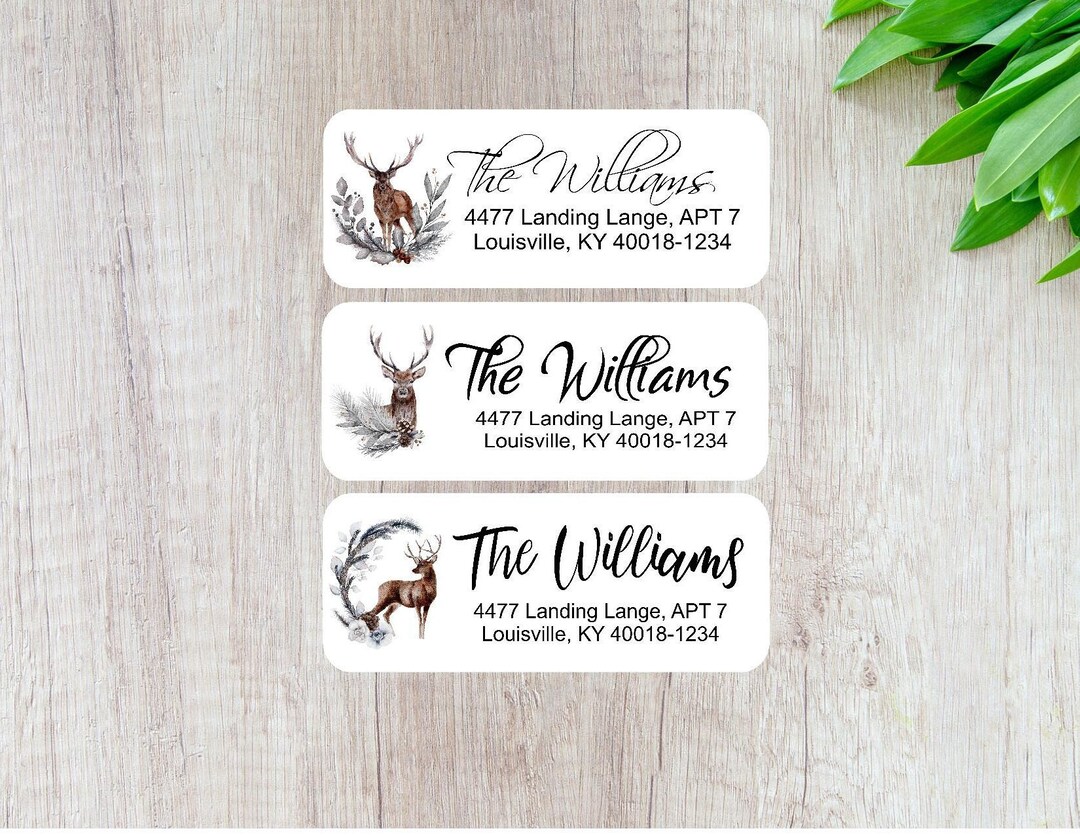 Winter Deer Address Labels: Custom Moose Stickers - Etsy