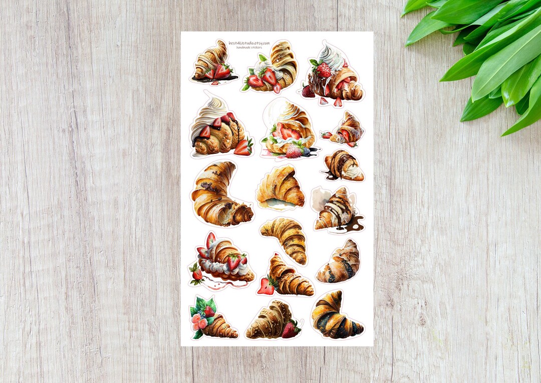 Gourmet Croissant Stickers Deliciously Detailed Pastry and Fruit ...