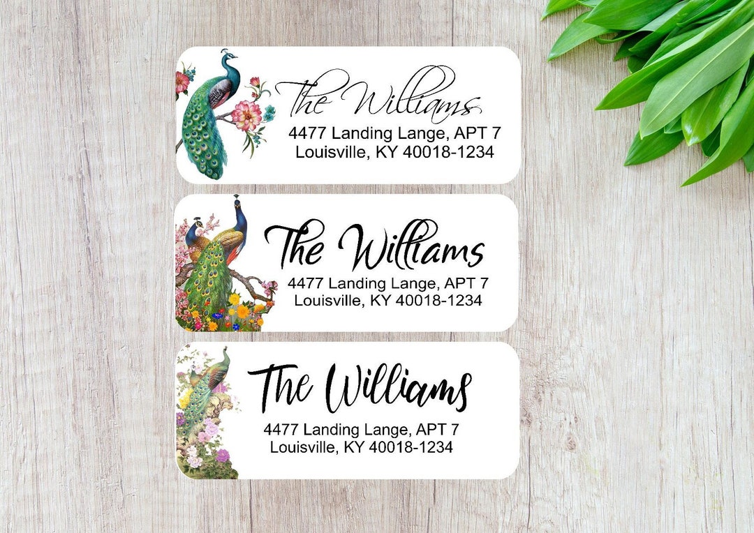 Peacock Return Address Labels: Custom Peafowl Stickers - Etsy UK