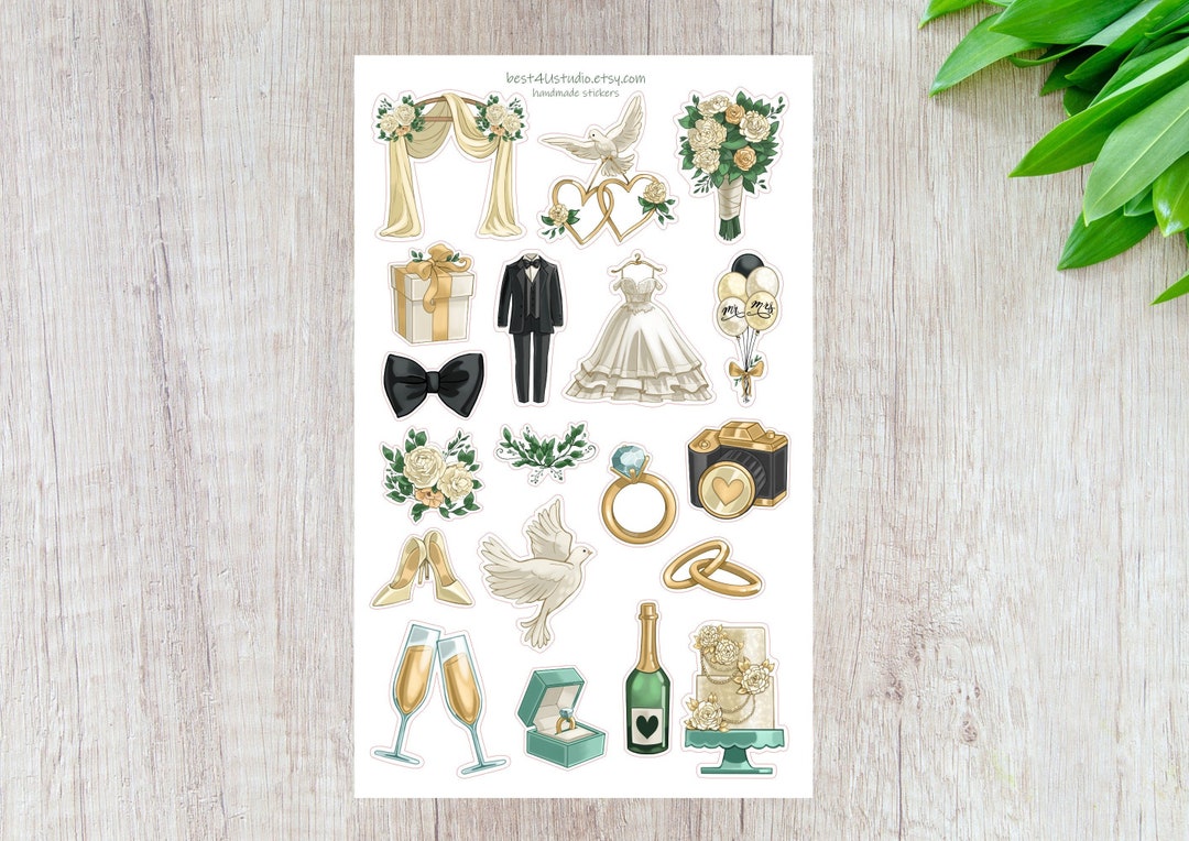Wedding Sticker Sheet, Engagement Stickers, Bride, Groom, Planner ...