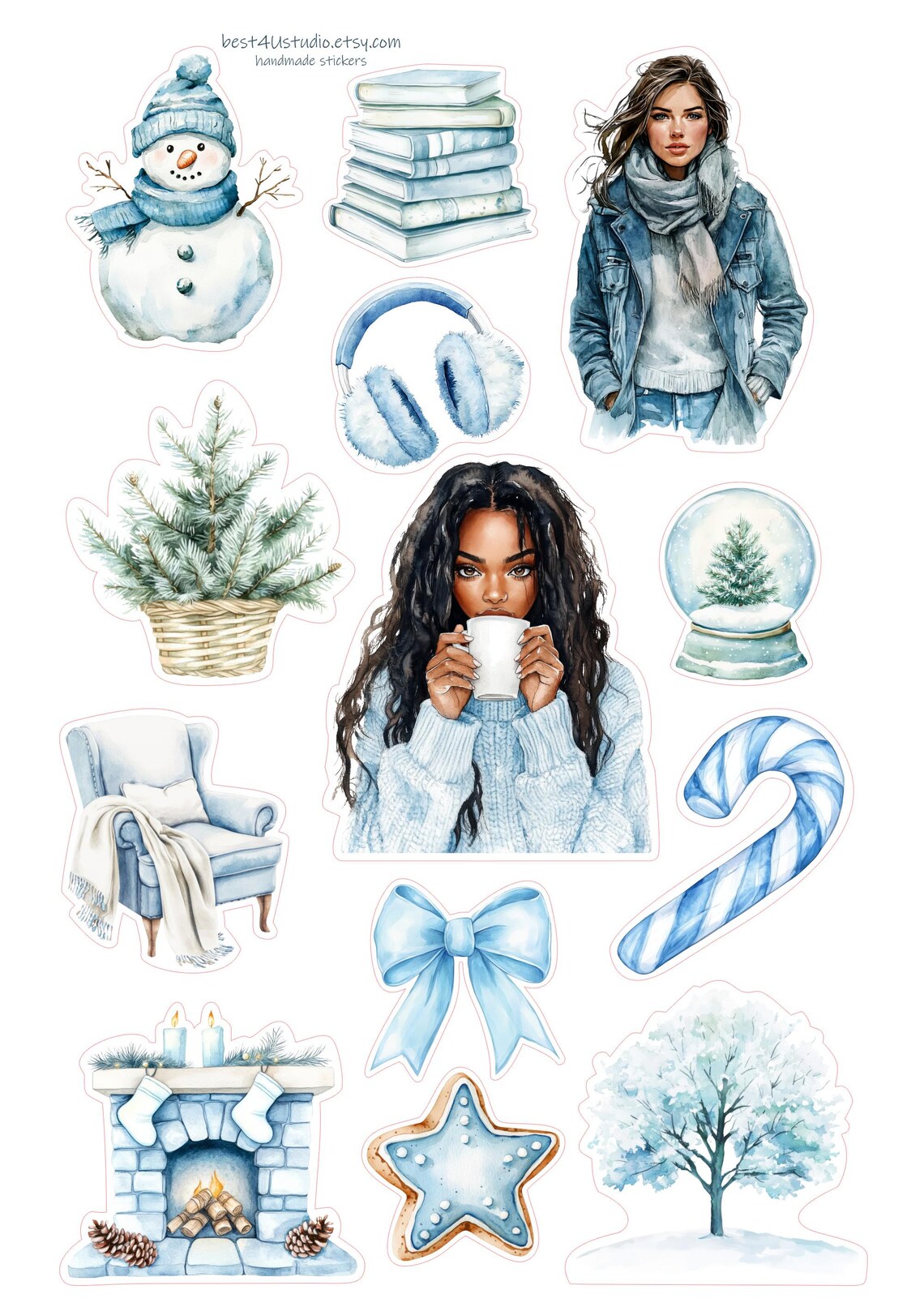 Winter Wonderland Stickers – Blue Aesthetic, Cozy Season - Etsy