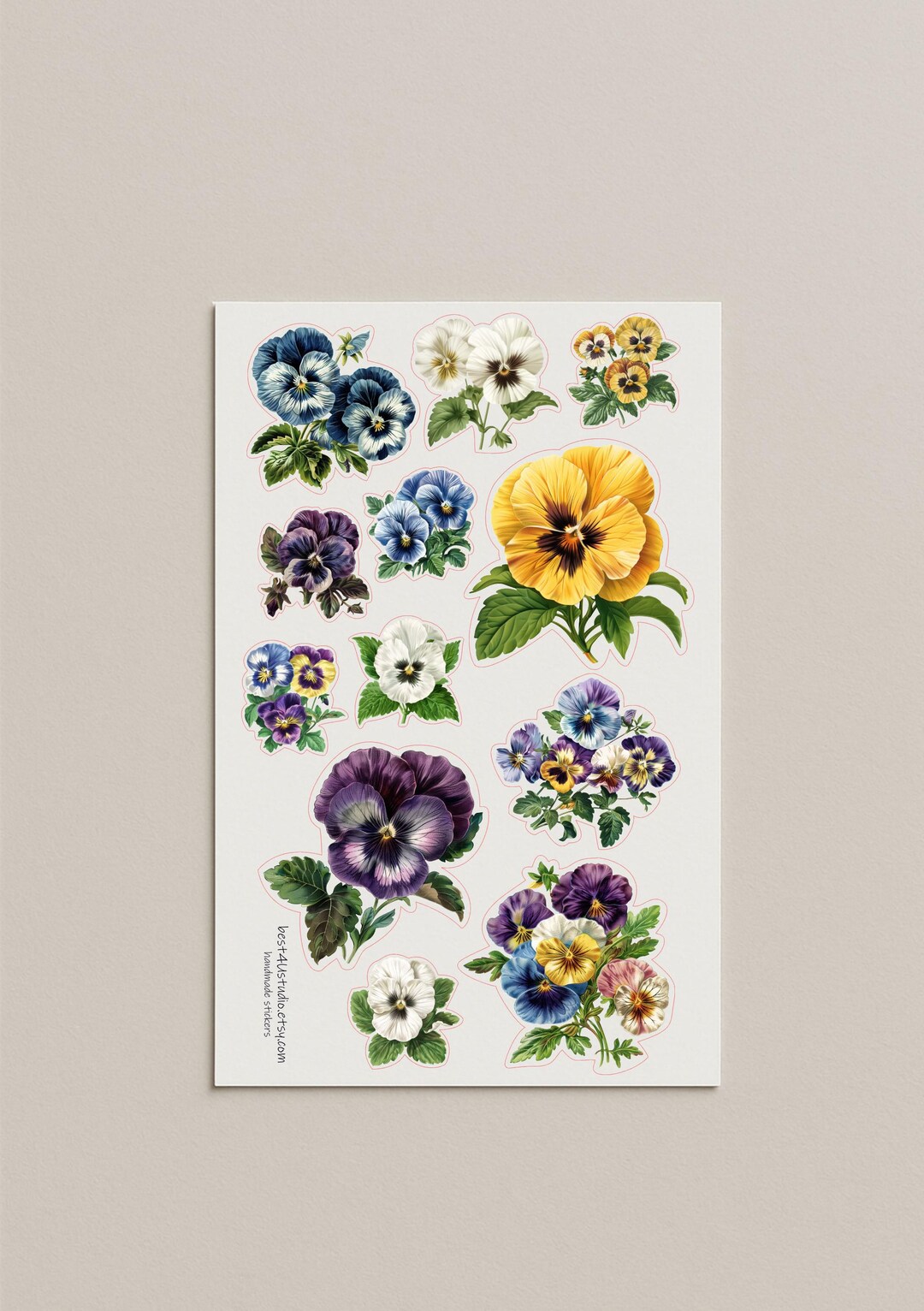 Botanical Pansy Stickers – Vivid Floral Decals for Spring and Gardening ...