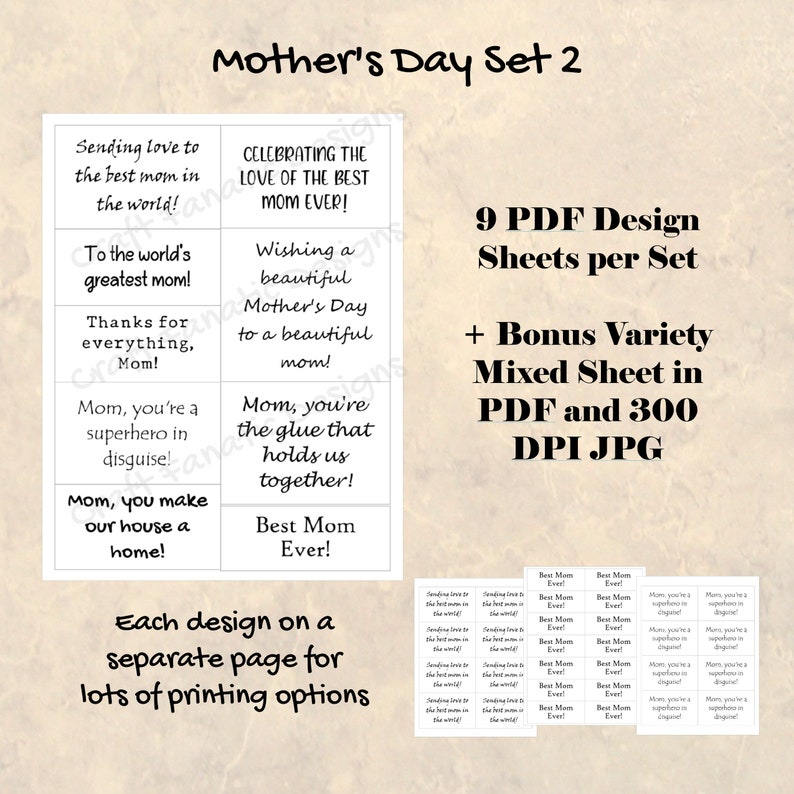 Printable Mother's Day Card Making Sentiments for Greeting Card Inserts ...