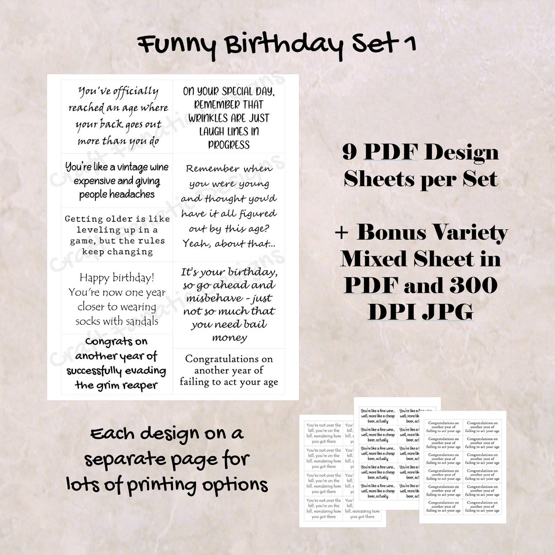 Funny Birthday Card Sentiments Humorous Card Greeting Inserts Card ...