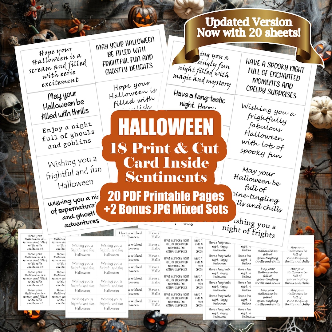 Halloween Card Making Sentiments - Card Greeting Inserts Halloween ...