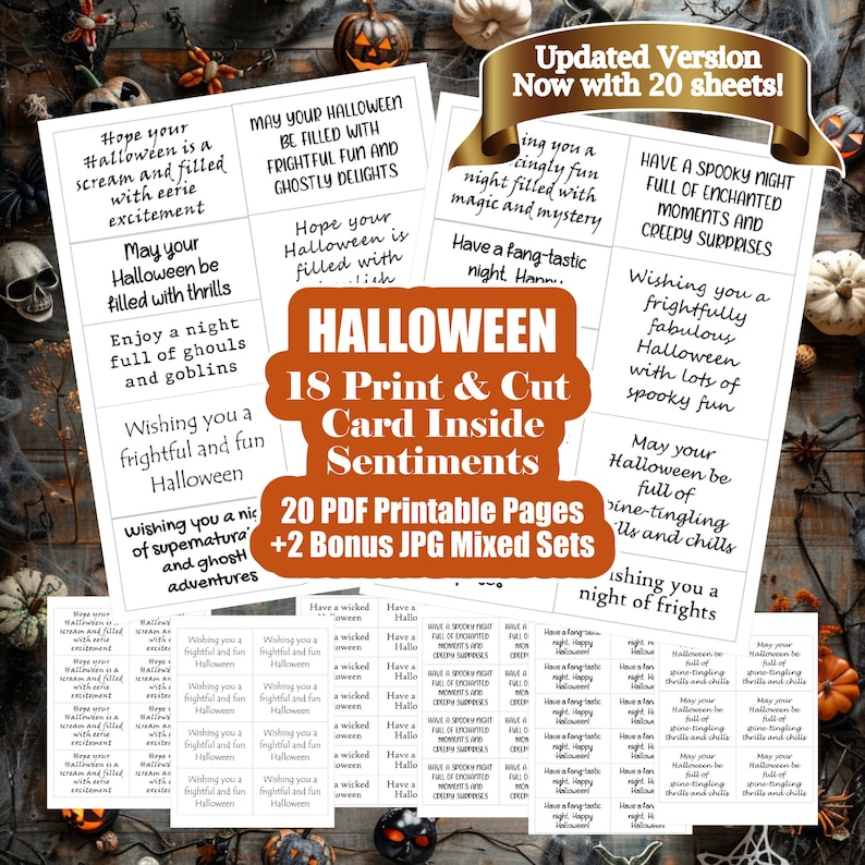 Halloween Card Making Sentiments - Card Greeting Inserts Halloween ...