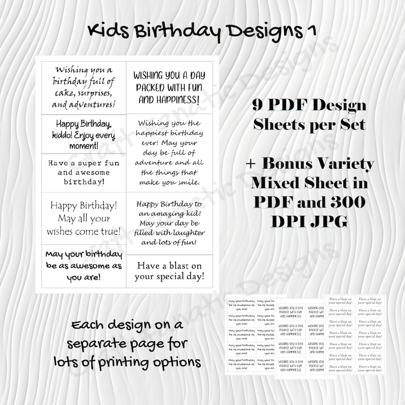 Kid Birthday Card Sentiments - Card Greeting Inserts - Inside ...