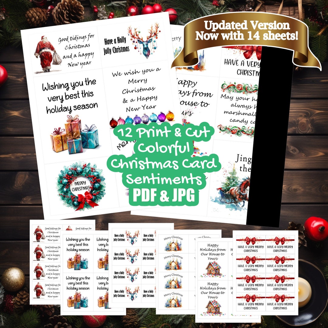 Colorful Christmas Card Making Sentiments - Card Greeting Inserts ...