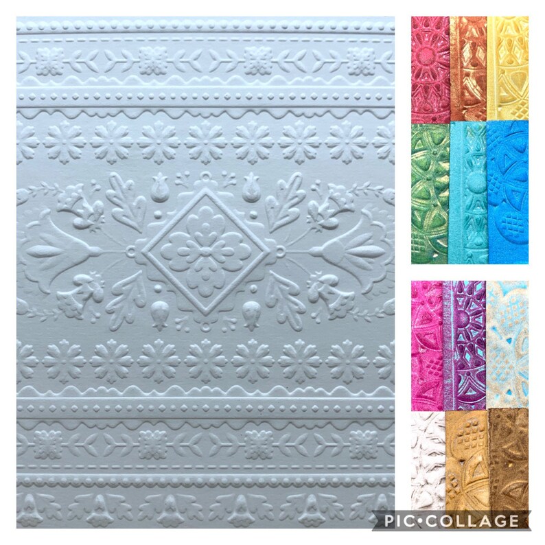 Deep Embossed Card Fronts Set of 6 Handmade Papers 3D Folk - Etsy