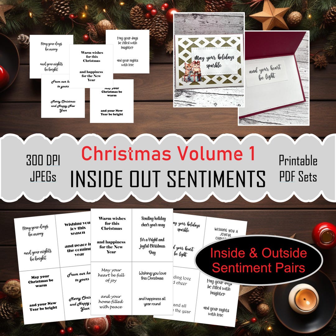 Inside Out Christmas Card Making Sentiments - Card Greeting Inserts ...