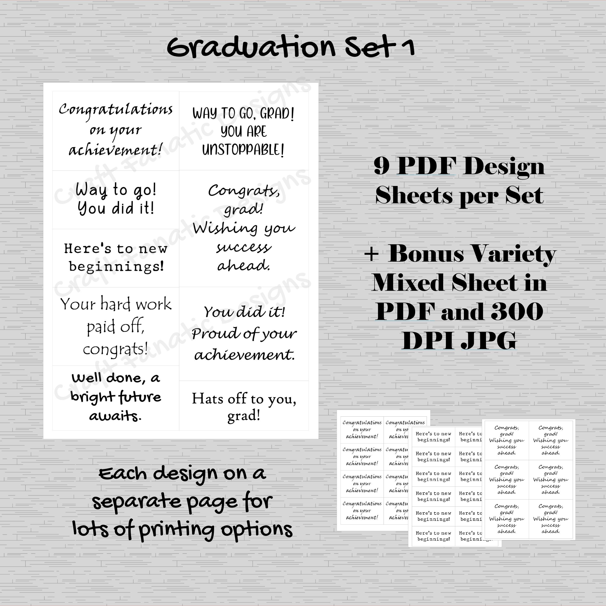 Printable School Graduation Card Making Sentiments for Greeting Card ...