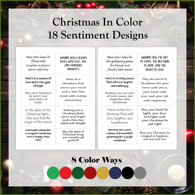 Christmas in Color Card Sentiment Foil Stickers, 18 Holiday Sayings for ...