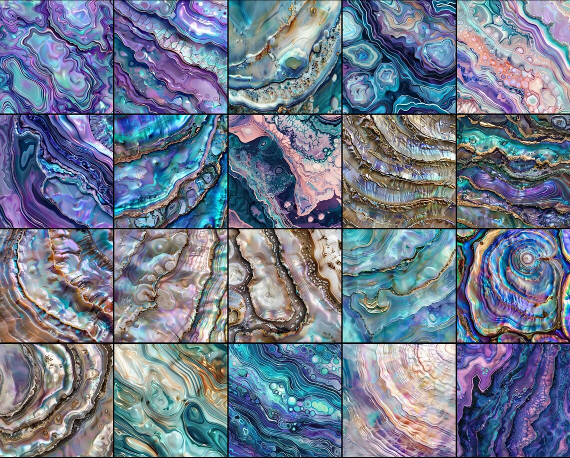 Abalone Shell Digital Paper Printable Art for Card Making Backgrounds ...