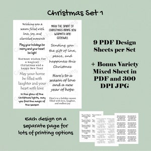 Christmas Card Making Sentiments Card Greeting Inserts Christmas ...