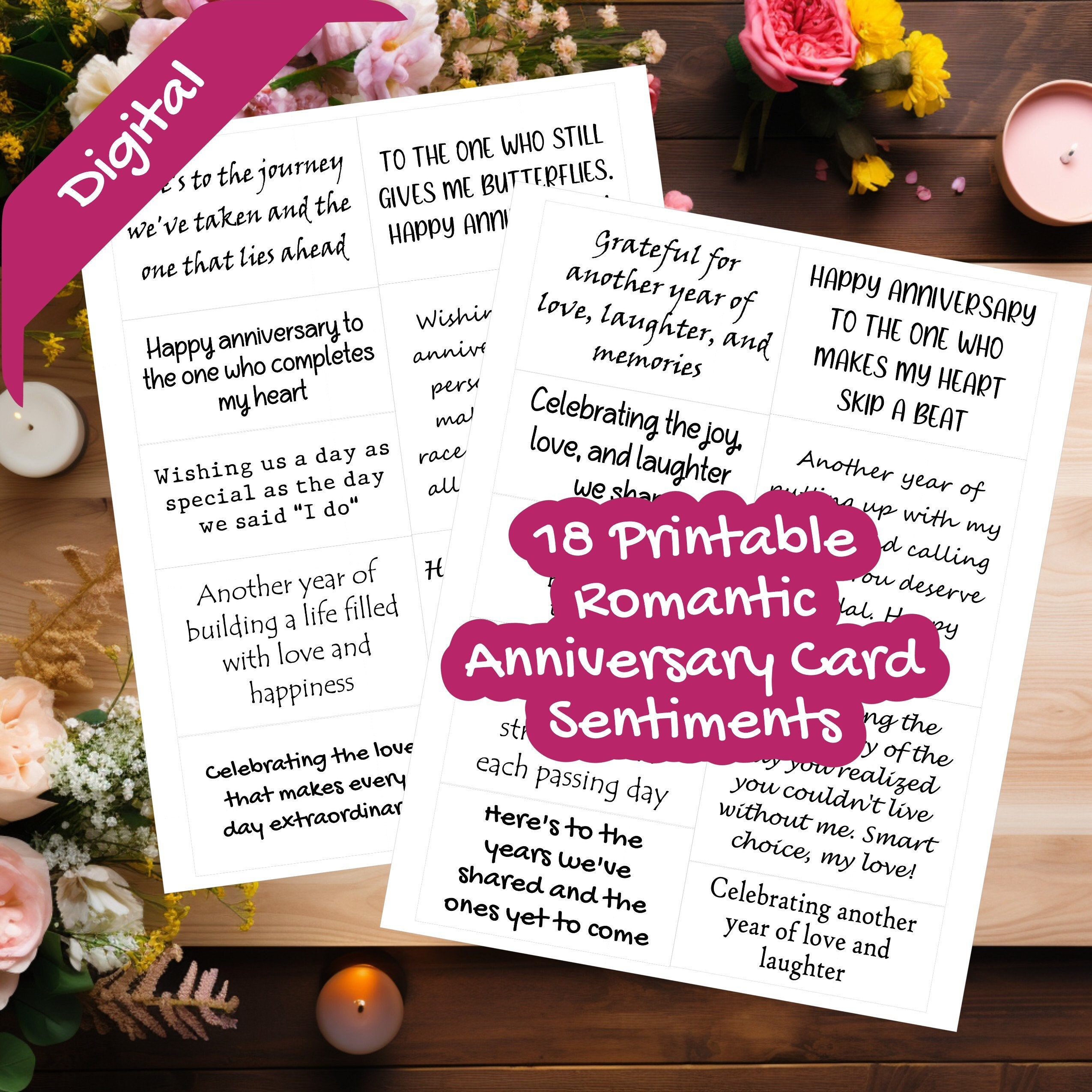 Romantic Anniversary Card Making Sentiments Digital Printable Romantic ...