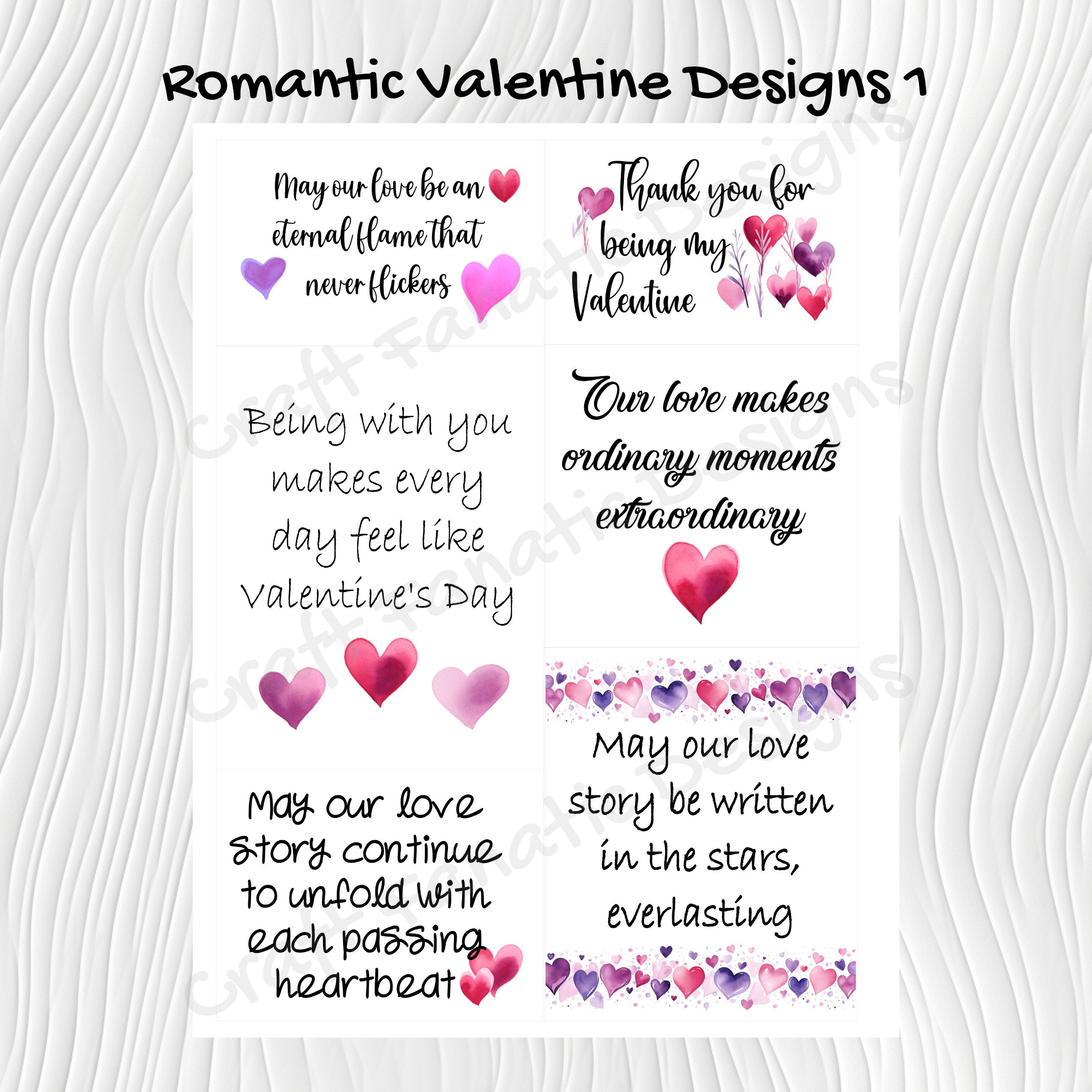 Romantic Valentine Card Making Sentiments Digital Printable Valentine's ...