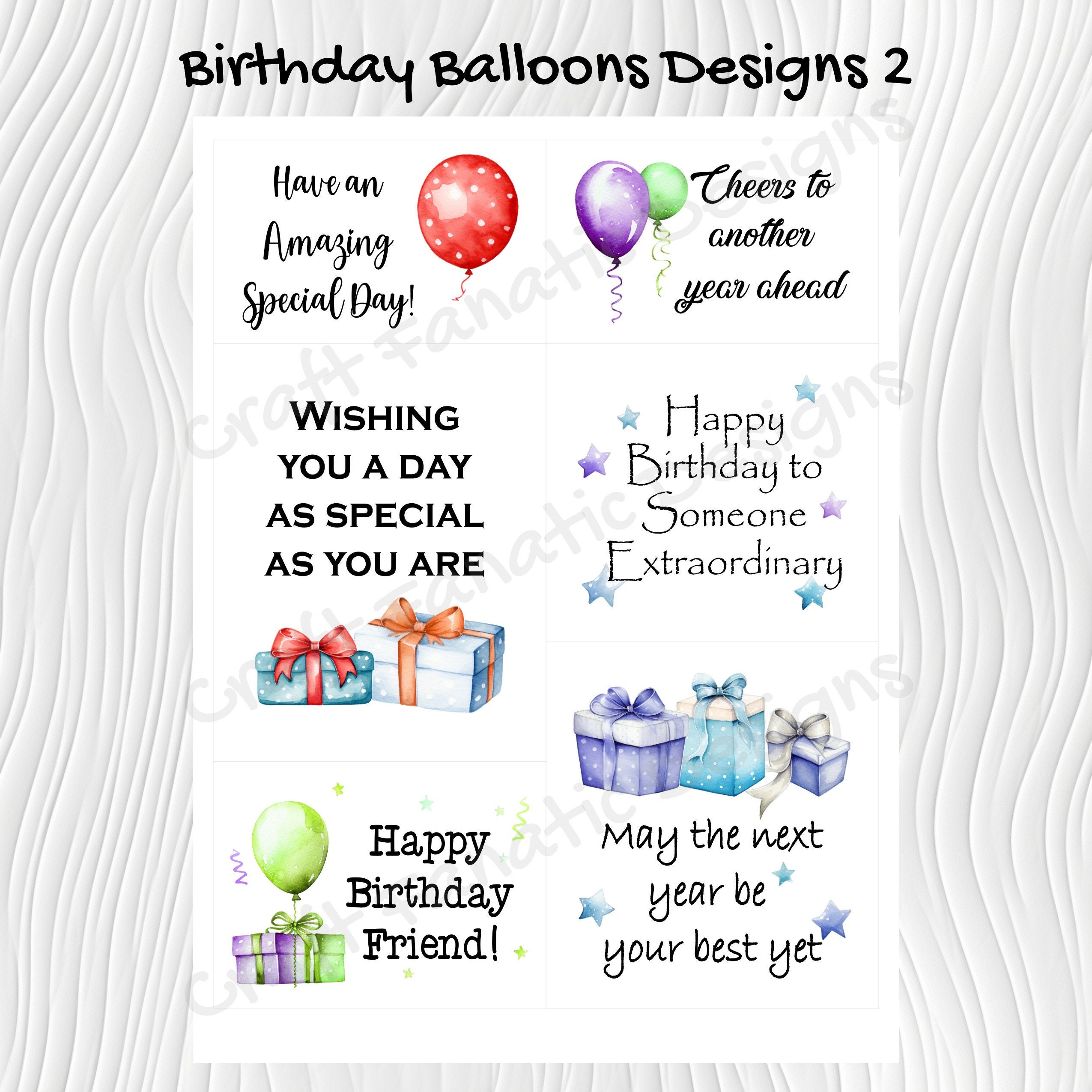 Birthday Card Sentiments Birthday Balloons Card Greeting Inserts - Etsy UK