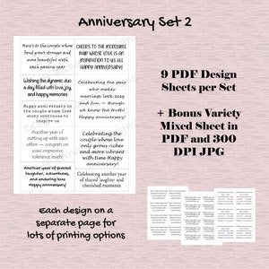 Anniversary Card Making Sentiments - Digital Printable Wedding ...