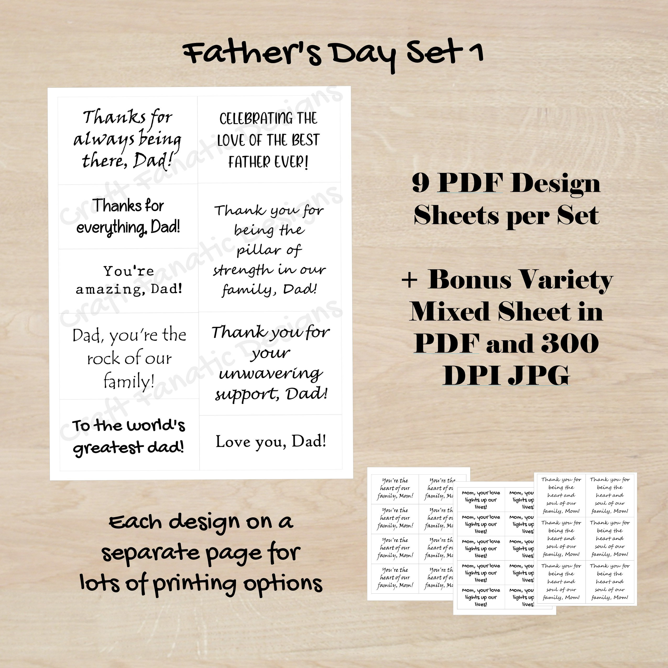 Printable Father's Day Card Making Sentiments for Greeting Card Inserts ...