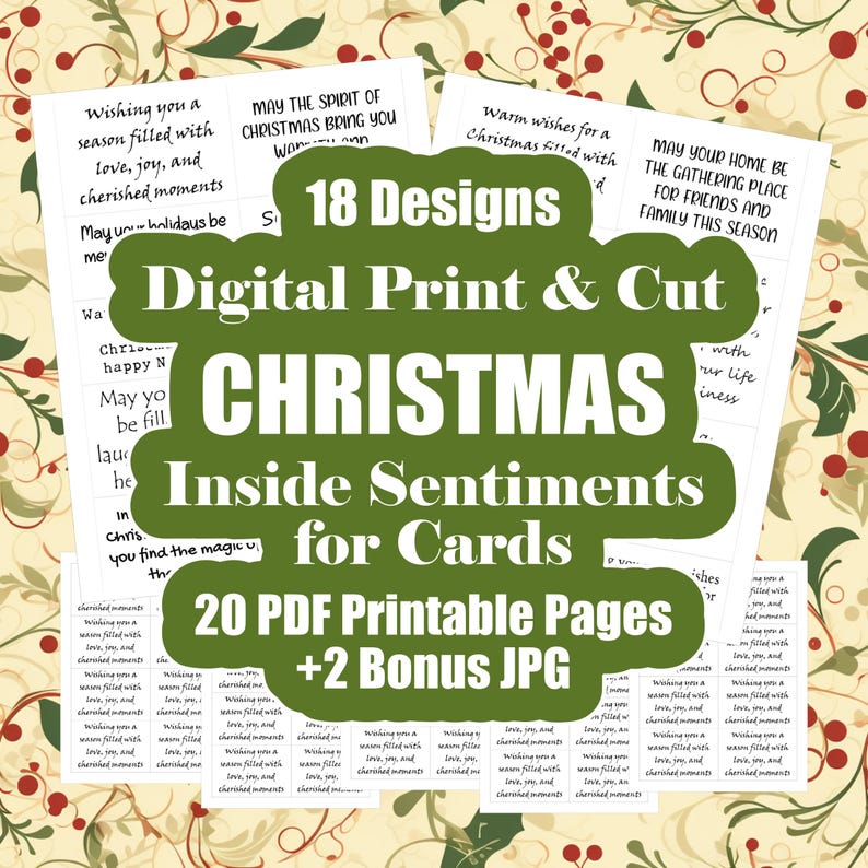 Christmas Card Making Sentiments - Card Greeting Inserts Christmas ...