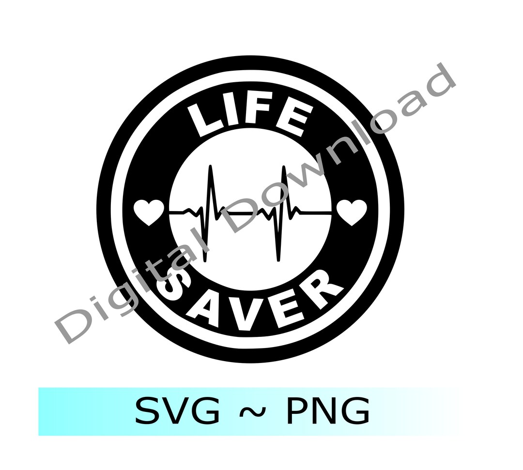 Medical Logo - Life Saver Heartbeat - Vinyl Decal Die Cut - PNG Clipart ...