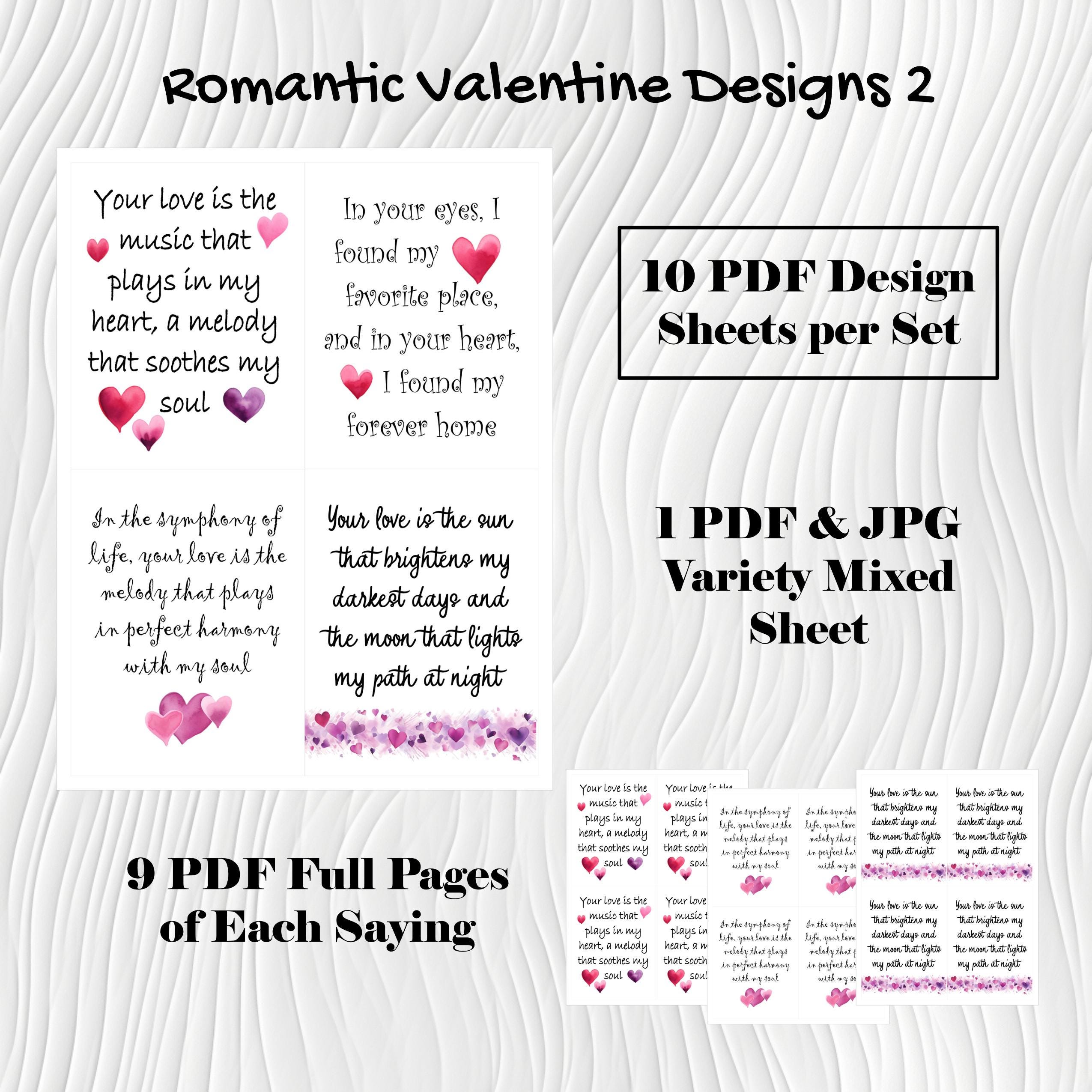 Romantic Valentine Card Making Sentiments - Digital Printable Valentine ...