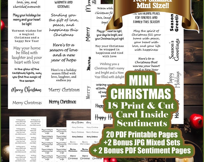 Christmas Card Inserts Digital Sheet, Printable Christmas Card Verses ...