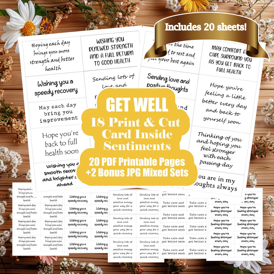 Get Well Card Sentiments - Card Greeting Inserts - Inside Sentiments ...