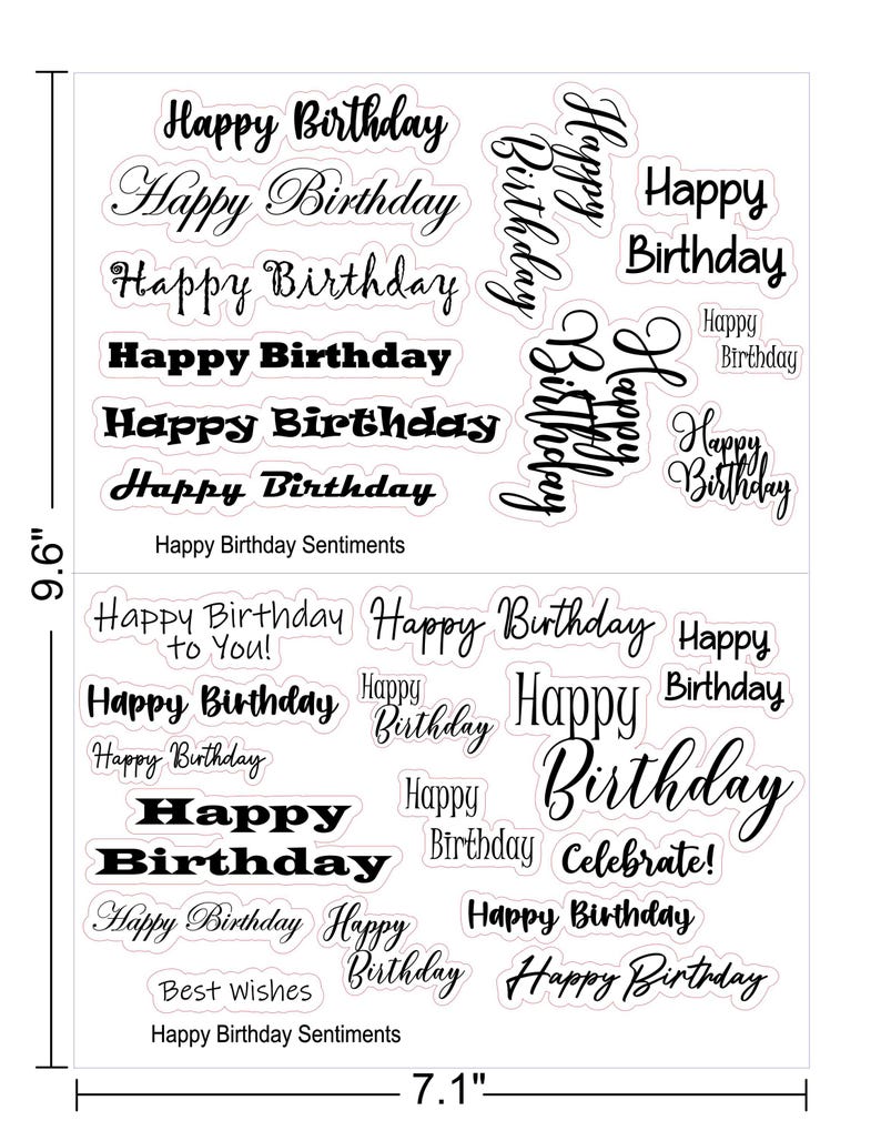Foil Sticker or Die Cut Sentiments - Happy Birthday Sentiments - Card ...