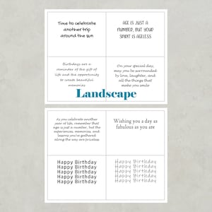 Birthday Card Insert Panels - White or Cream Cardstock - Birthday ...
