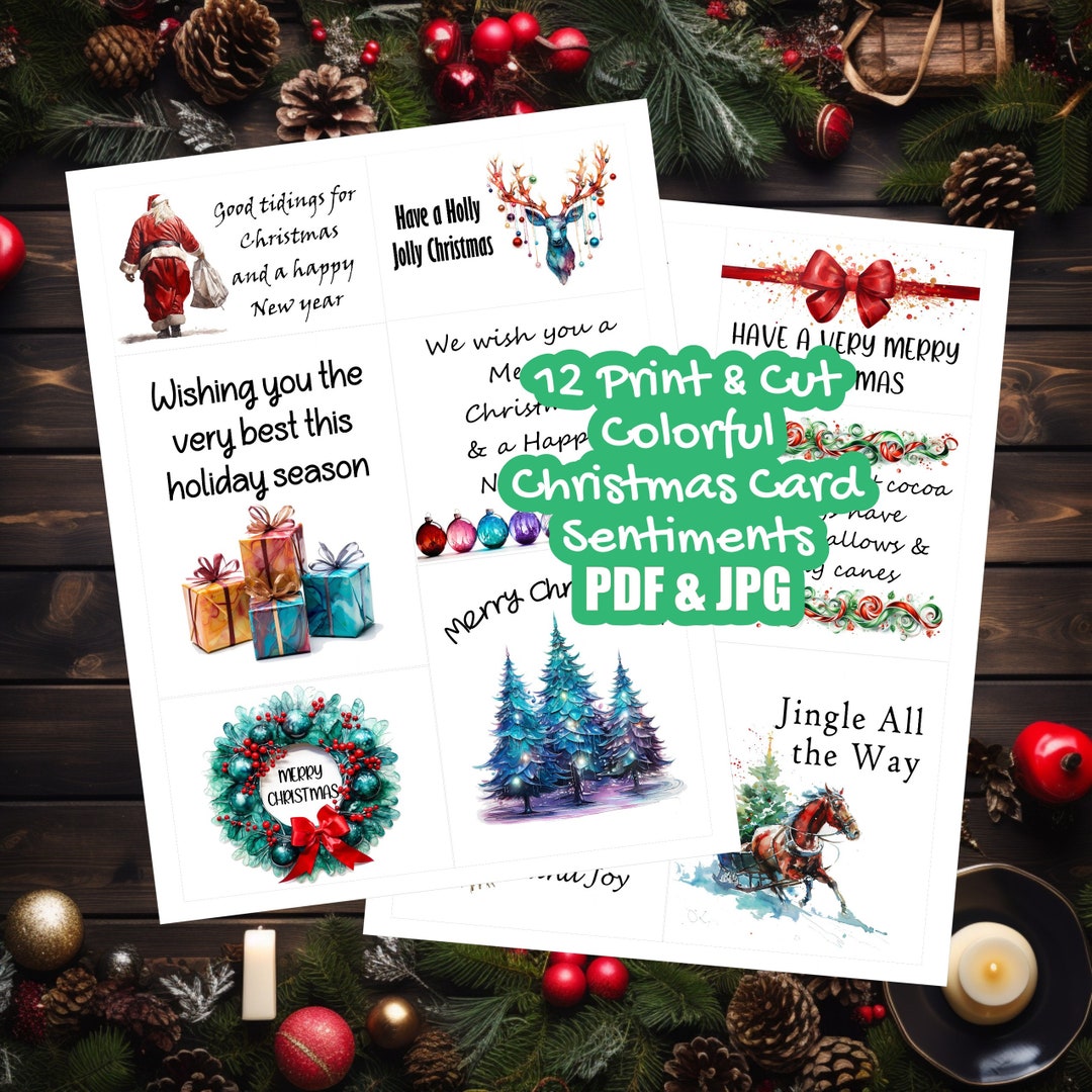 Colorful Christmas Card Making Sentiments Card Greeting Inserts - Etsy