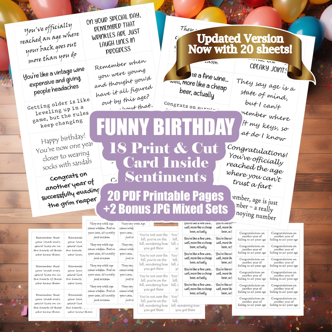 Funny Birthday Card Sentiments - Humorous Card Greeting Inserts - Card ...