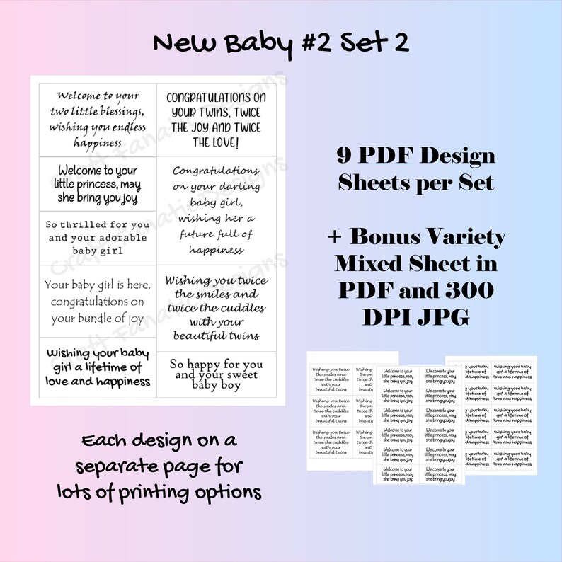 Printable Twins Girl Boy Baby Shower Greetings Welcome Baby Card Making ...