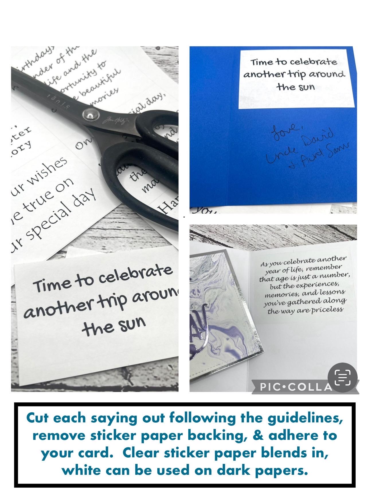 Kid Birthday Card Sentiments - Card Greeting Inserts - Inside ...