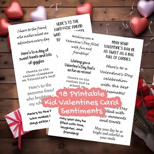 Kids Valentine Card Making Sentiments Digital Printable School ...