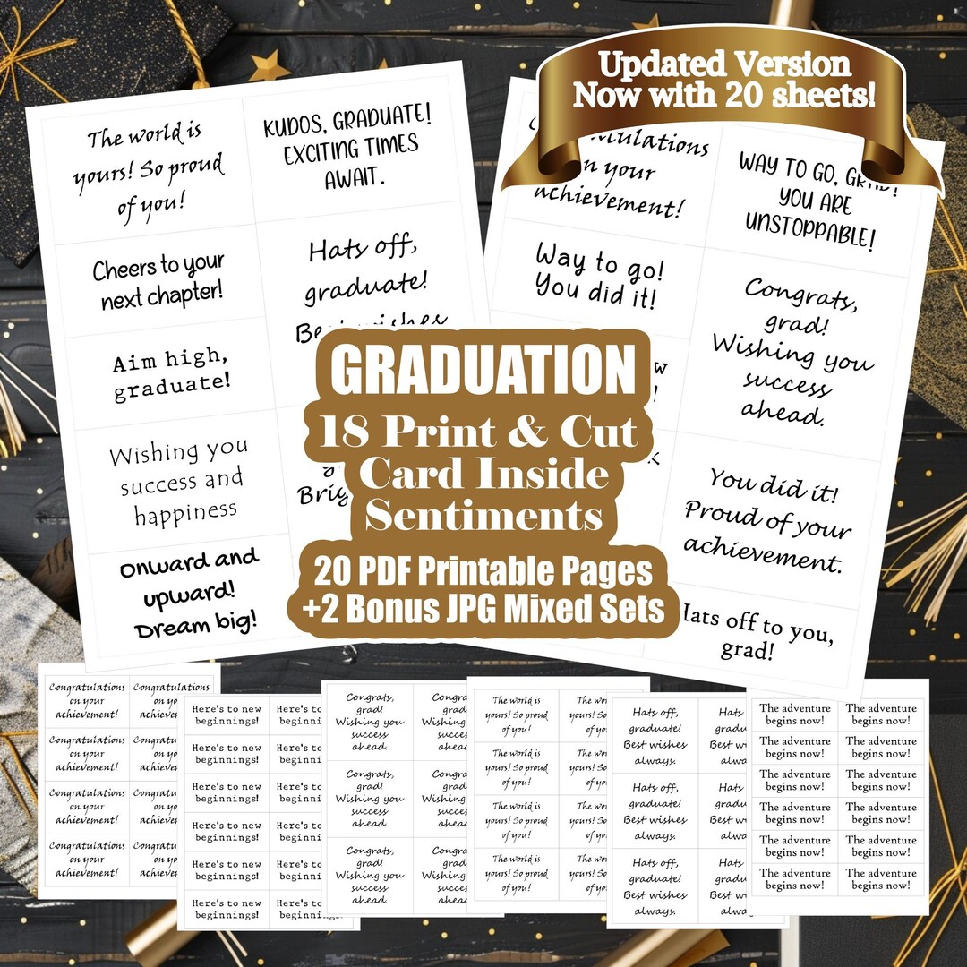 Printable School Graduation Card Making Sentiments for Greeting Card ...