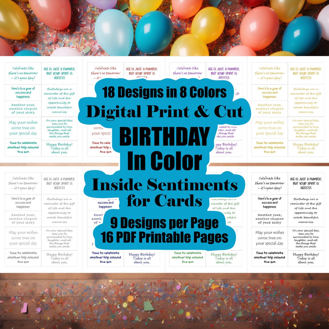 Color Birthday Card Making Sentiments - Card Greeting Inserts ...