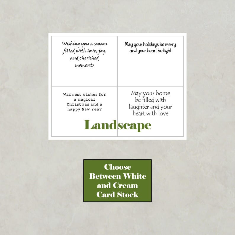 Christmas Card Sentiment Insert Panel: White/cream Cardstock, A2 Size ...