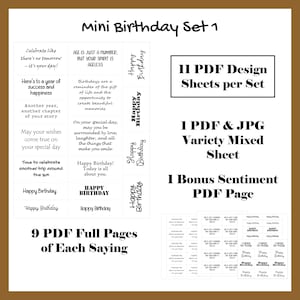 Mini Birthday Card Making Sentiments - Card Greeting Inserts - Birthday ...