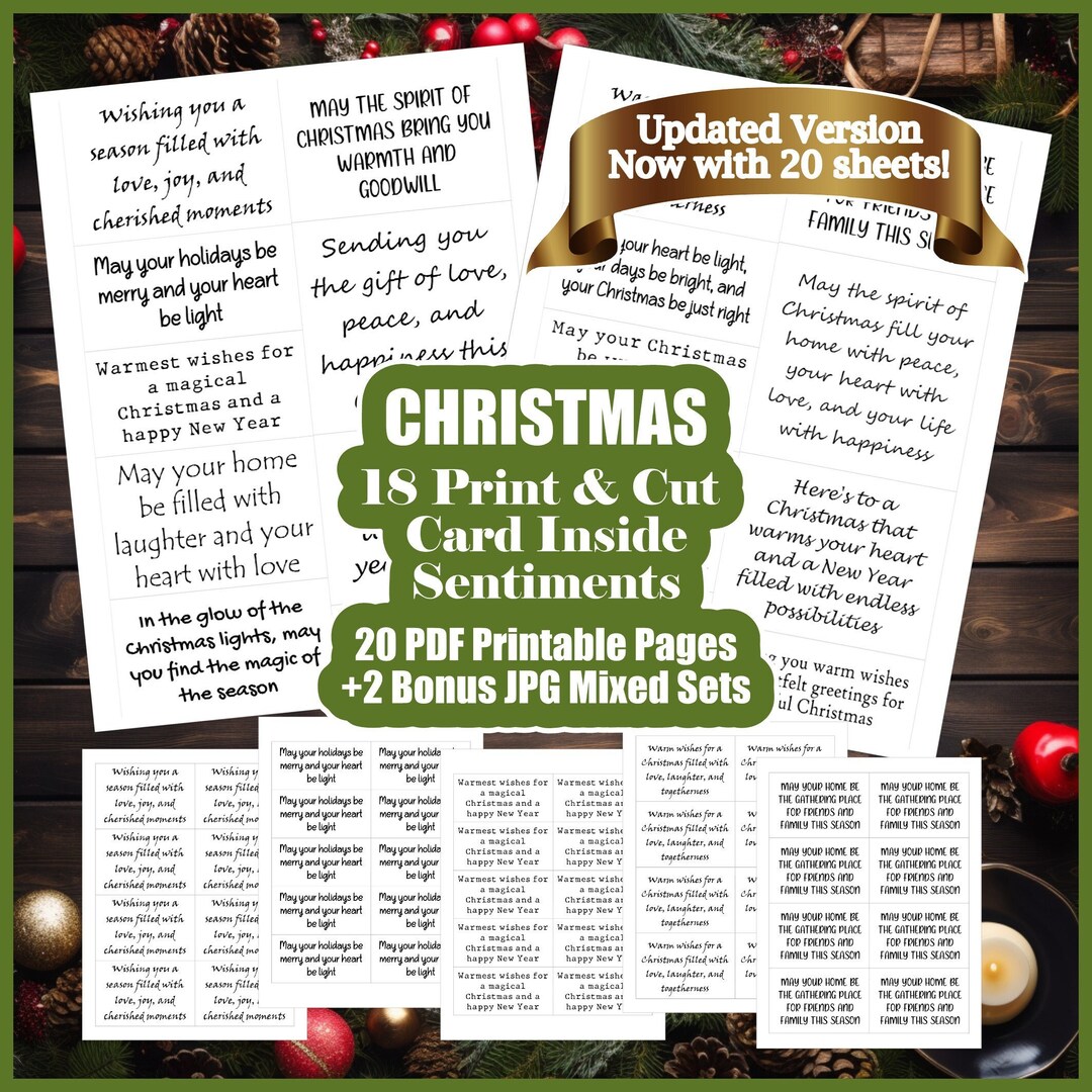 Christmas Card Making Sentiments - Card Greeting Inserts Christmas ...