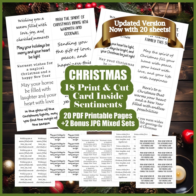 Christmas Card Making Sentiments Card Greeting Inserts Christmas ...